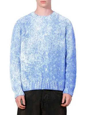 PLEASURES Acid Wash Oversized Sweater - Blue