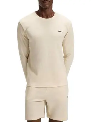 BOSS Waffle Knit Long Sleeve Lounge T-shirt - Ivory