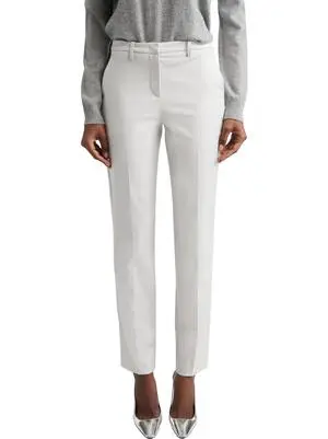 Emporio Armani Cotton Couture Straight Leg Pants - Solid Light/pastel Grey