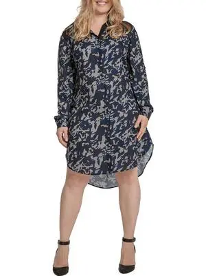 STANDARDS & PRACTICES Camo Chiffon Shirtdress - Midnight Camo