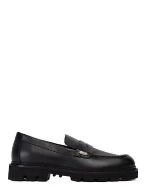 COLLEGIUM Leather Lug Sole Penny Loafer - Nero Leather