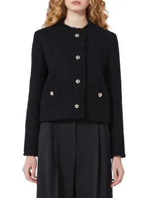 Max Mara Agami Wool-Blend Tweed Jacket Black