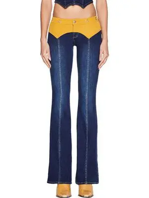 I.AM.GIA Tommie Mixed Media Flare Leg Jeans - Dark Wash
