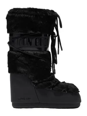Moon Boot Icon Faux Fur Water Repellent Boots - Black
