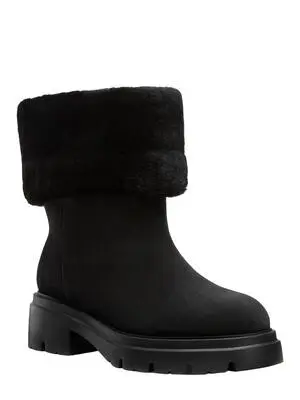 STUART WEITZMAN Hudson Shearling Cuff Bootie - Black