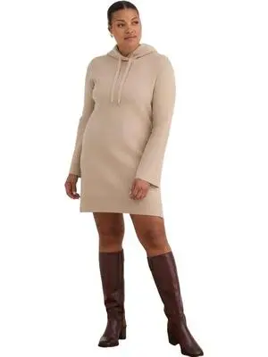 KADA Sweater Hoodie Mini Dress - Sand