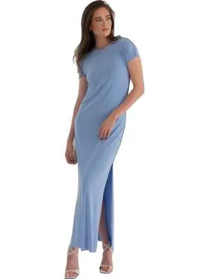 KADA Cupro Infinity Tee Maxi Dress - Sky