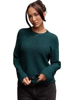 KADA Open Knit Long Sleeve Sweater - Dark Moss