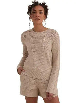 KADA Open Knit Long Sleeve Sweater - Sand