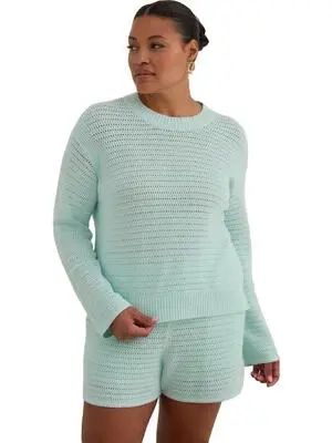 KADA Open Knit Long Sleeve Sweater - Seaglass