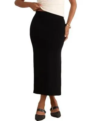 KADA Ember Ribbed Knit Midi Skirt Ink