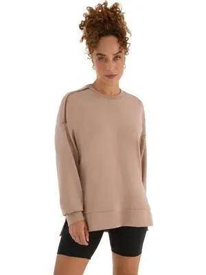 KADA Cupro Oversized Crew Sweatshirt Mocha