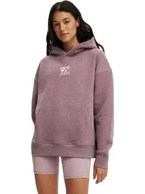 Cotton:on Active Plush Premium Graphic Hoodie - Pickled Beet Marle With Love