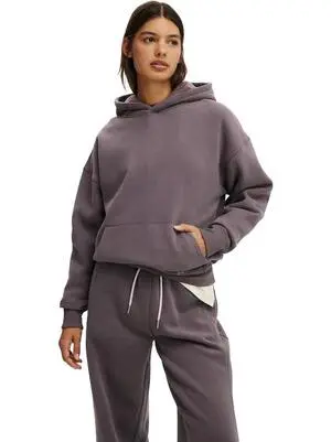 Cotton:on Active Plush Premium Graphic Hoodie - Violet Grey Bw Club