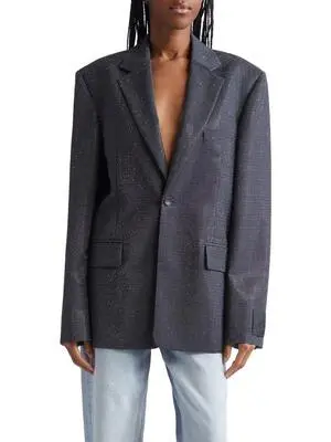 ALEXANDER WANG Hotfix Crystal Oversize Blazer