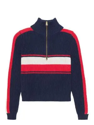ELLSWORTH + IVEY Aspen Quarter-Zip Sweater Navy Retro Block