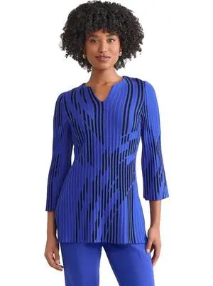 Ming Wang Signature Knit Tunic - Sapphire Sea/black