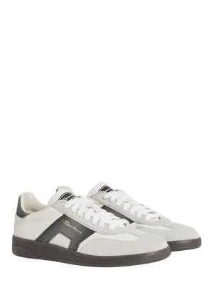 Santoni Leather And Suede Dbs Oly Sneakers - White