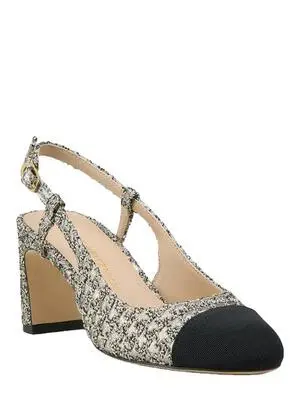 STUART WEITZMAN Babette Cap-toe Slingback Pumps - Light Gold/black