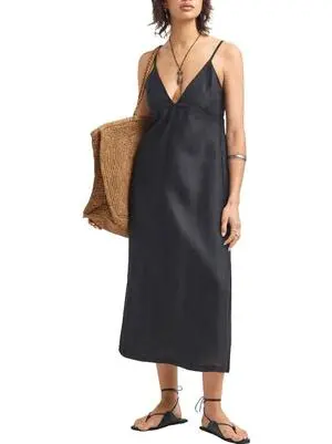VITAMIN A® Zella Linen Maxi Dress - Black