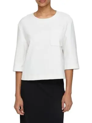 Lafayette 148 New York Relaxed Elbow Sleeve Top - White
