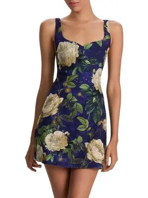 Alice + Olivia Eve Floral Beaded Minidress - Twilight Eden