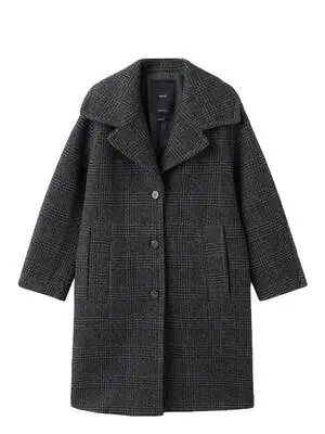 MANGO Glen Plaid Wool-Blend Coat