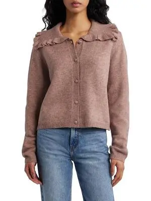 PETAL & PUP Carmello Frill Collar Cardigan - Mocha