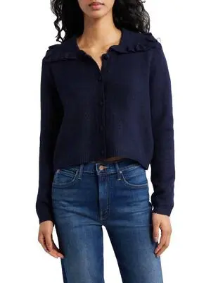 PETAL & PUP Carmello Frill Collar Cardigan - Navy