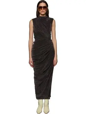 ET OCHS Olympia Draped Midi Dress - Charcoal