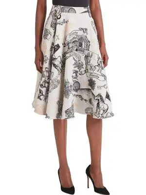 TEMPERLY LONDON Anniversary Printed Toile De Jouy Skirt White