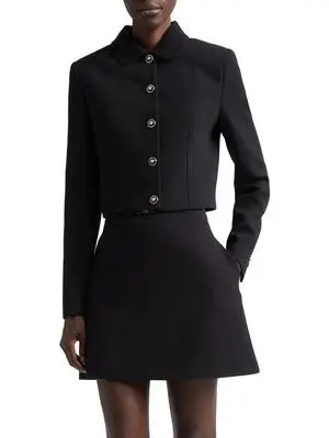 Versace Medusa '95 Double Face Virgin Wool Crepe Crop Jacket - Black