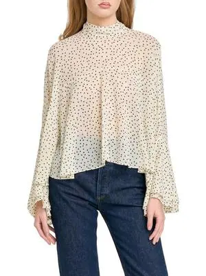 WAYF Reine Polka Dot Top - Cream Polka Dot
