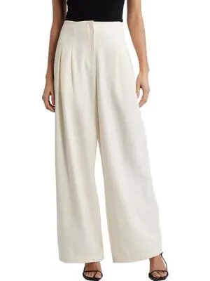 WAYF Mischa Pleated Wide Leg Pants - Cream