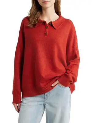 PACSUN Jesse Knit Polo Sweater - Rust