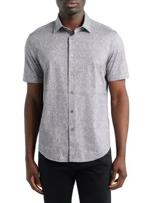 Bugatchi Miles Ooohcotton® Floral Short Sleeve Button-up Shirt - Graphite