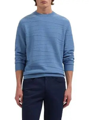 Bugatchi Cotton And Silk Crewneck Sweater - Classic Blue