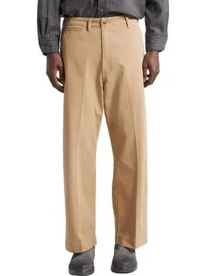 BEAMS Military Cotton Twill Straight Leg Pants - Khaki