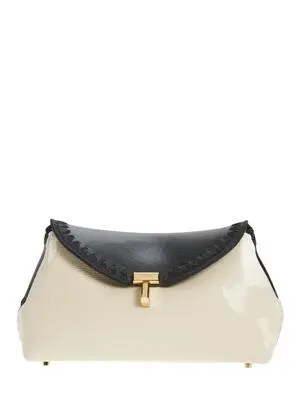 TOTEME Mini T-lock Leather Clutch - Black/milk