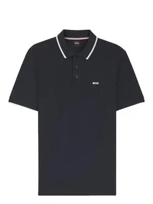 BOSS Parlay Tipped Cotton Polo - Dark Blue