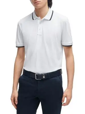 BOSS Parlay Tipped Cotton Polo - Natural