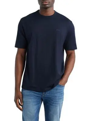 BOSS Taut Solid Cotton Logo T-shirt - Dark Blue