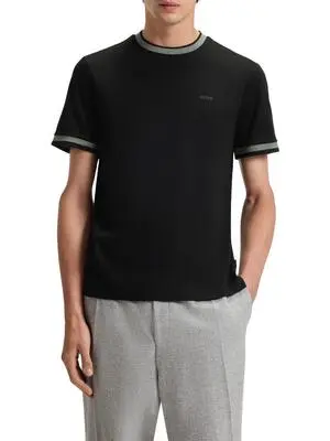 BOSS Tessler Slim Fit Cotton Ringer T-shirt - Black