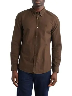 BOSS Roan Slim Fit Solid Cotton Button-down Shirt - Open Green