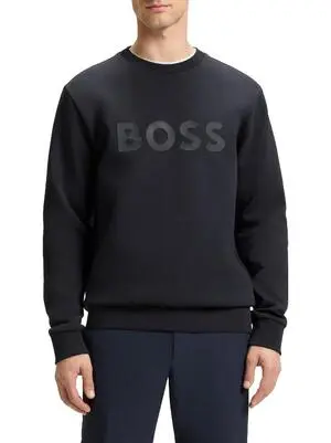 BOSS Salbo Tonal Logo Crewneck Sweatshirt - Dark Blue