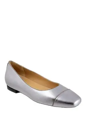 Softwalk Harbor Cap Toe Flat - Pewter