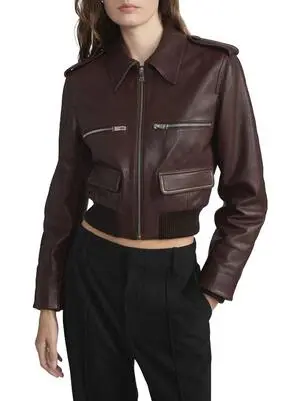 FRAME The Aviator Leather Jacket - Americano