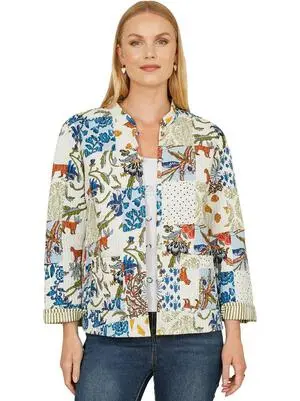YUMI Indian Patchwork Reversible Jacket - White