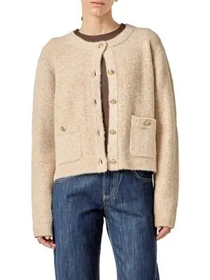 English Factory Textured Cardigan - Tan/white