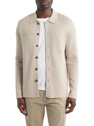 Robert Barakett Cantor Knit Cotton Button-up Overshirt - Tan